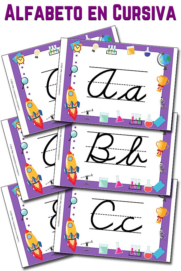 Tarjetas de letras cursivas